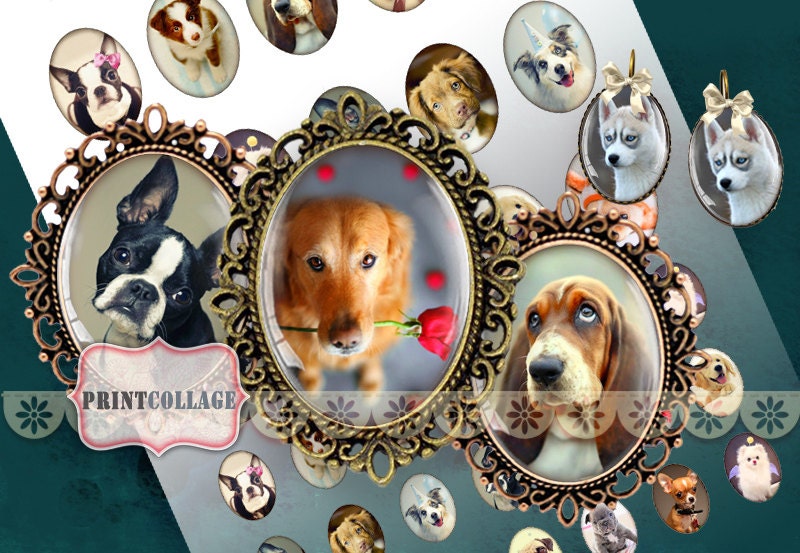 Digital Printable Sheet Pet Dog Images 40x30 Mm 30x22 25x18 18x13 Mm ...