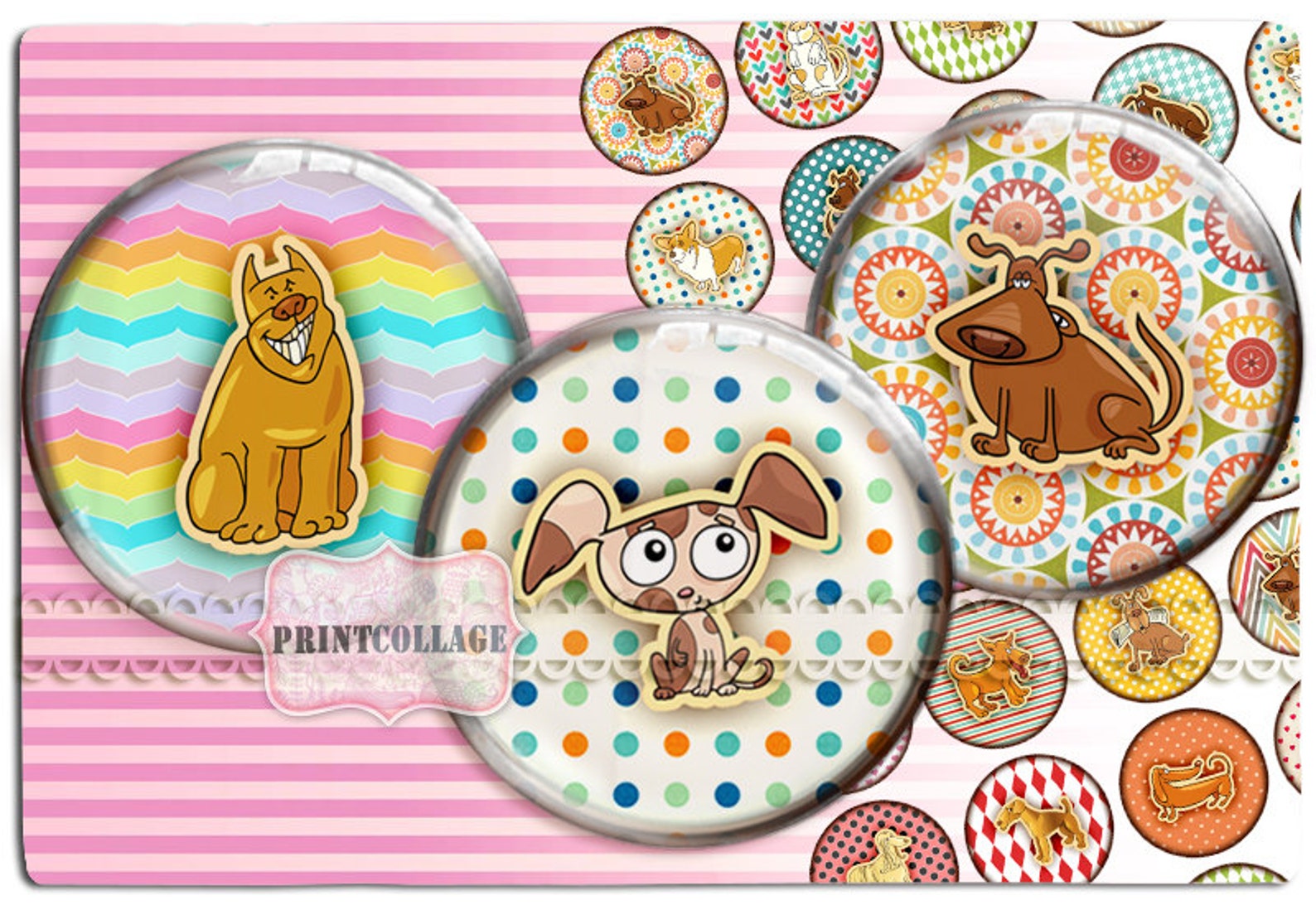 Dog Pet Images Pinback Flatback Buttons Flair Buttons - Etsy