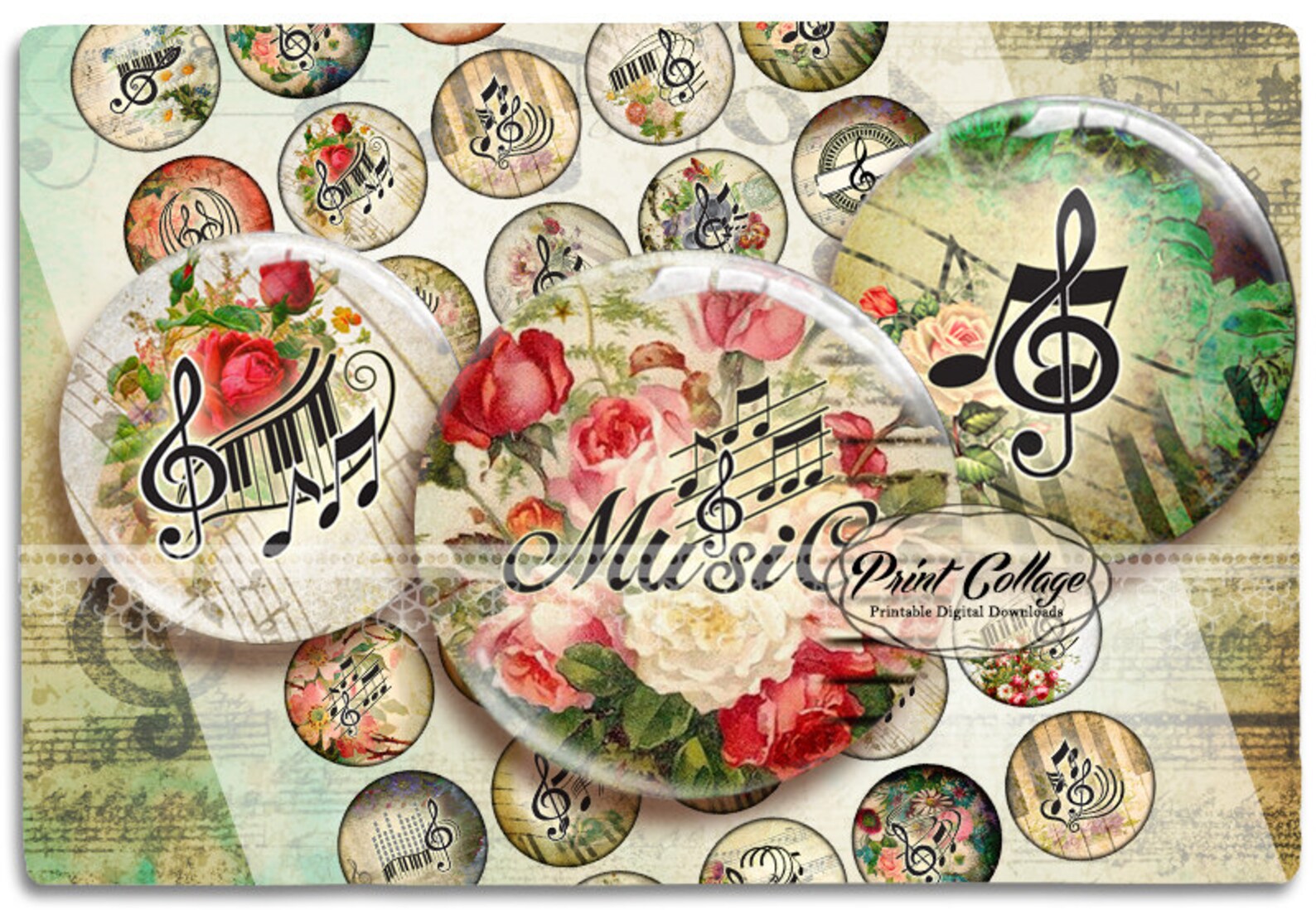 Music Key Buttons Pinback Digital Printable Images for Button | Etsy