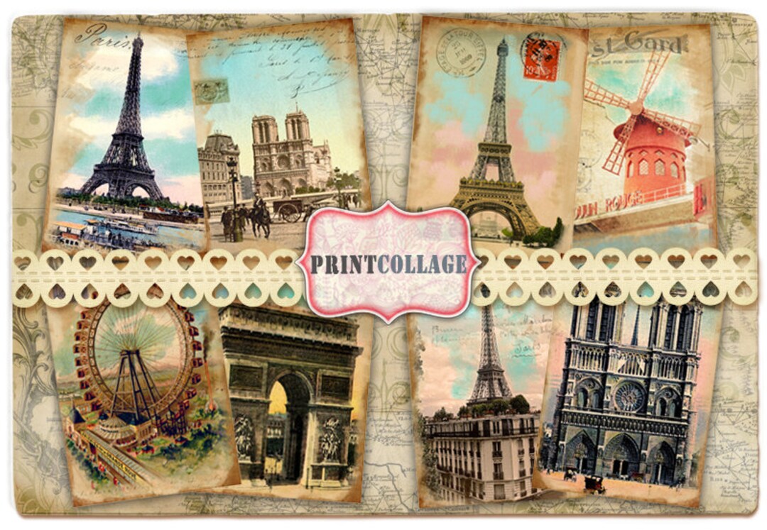 Paris - Digital Collage Sheet Printable Vintage Paper Jewelry Holders ...