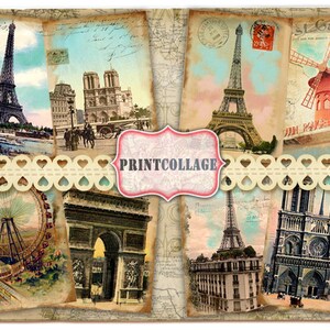 Paris - Digital Collage Sheet Printable Vintage Paper Jewelry Holders ...