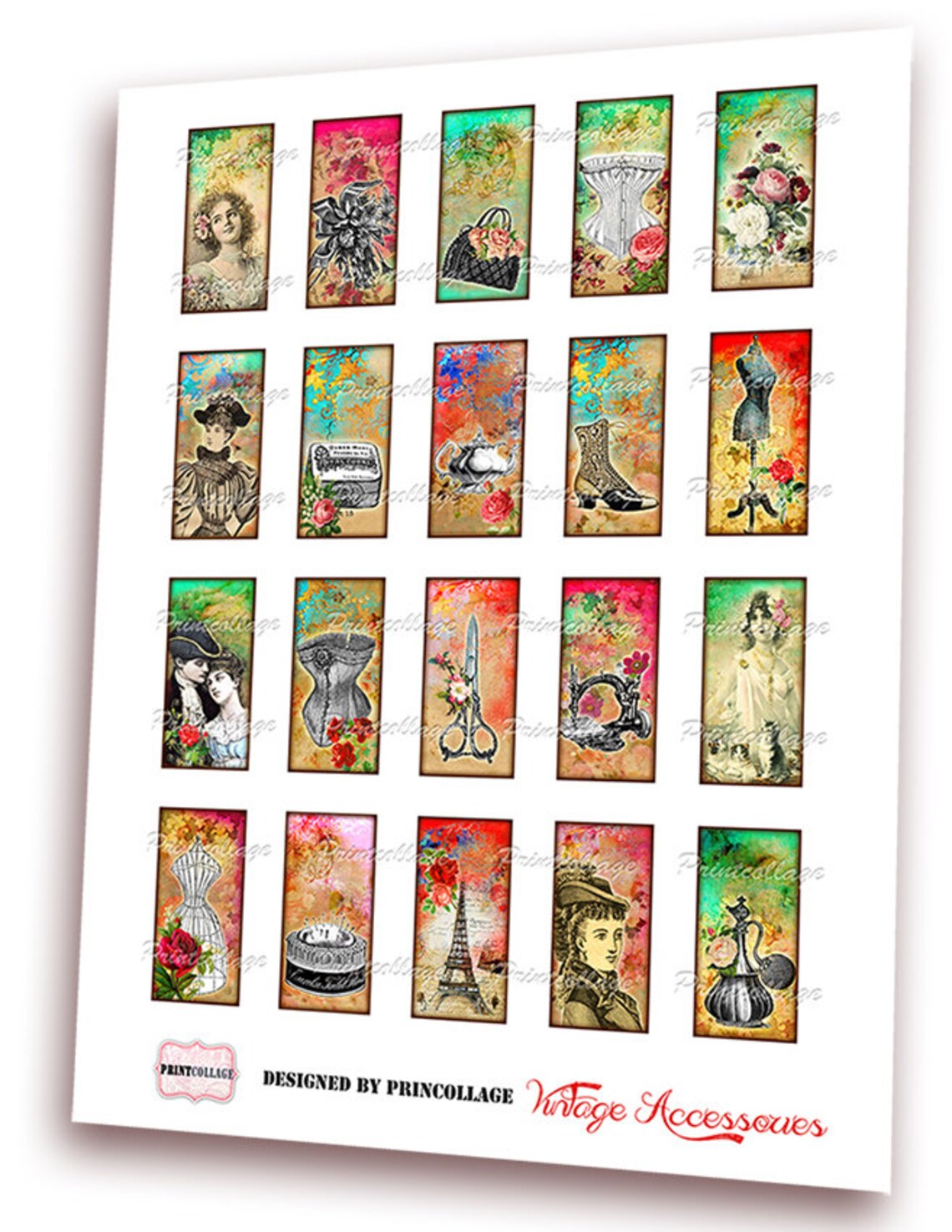 Domino Pendants / Vintage Accessories Digital Collage Sheet 1 - Etsy