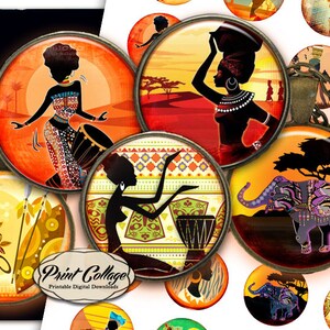 Ethnographic Africa Digital Collage Sheet Cabochon Images 1.5 Inch 18 ...
