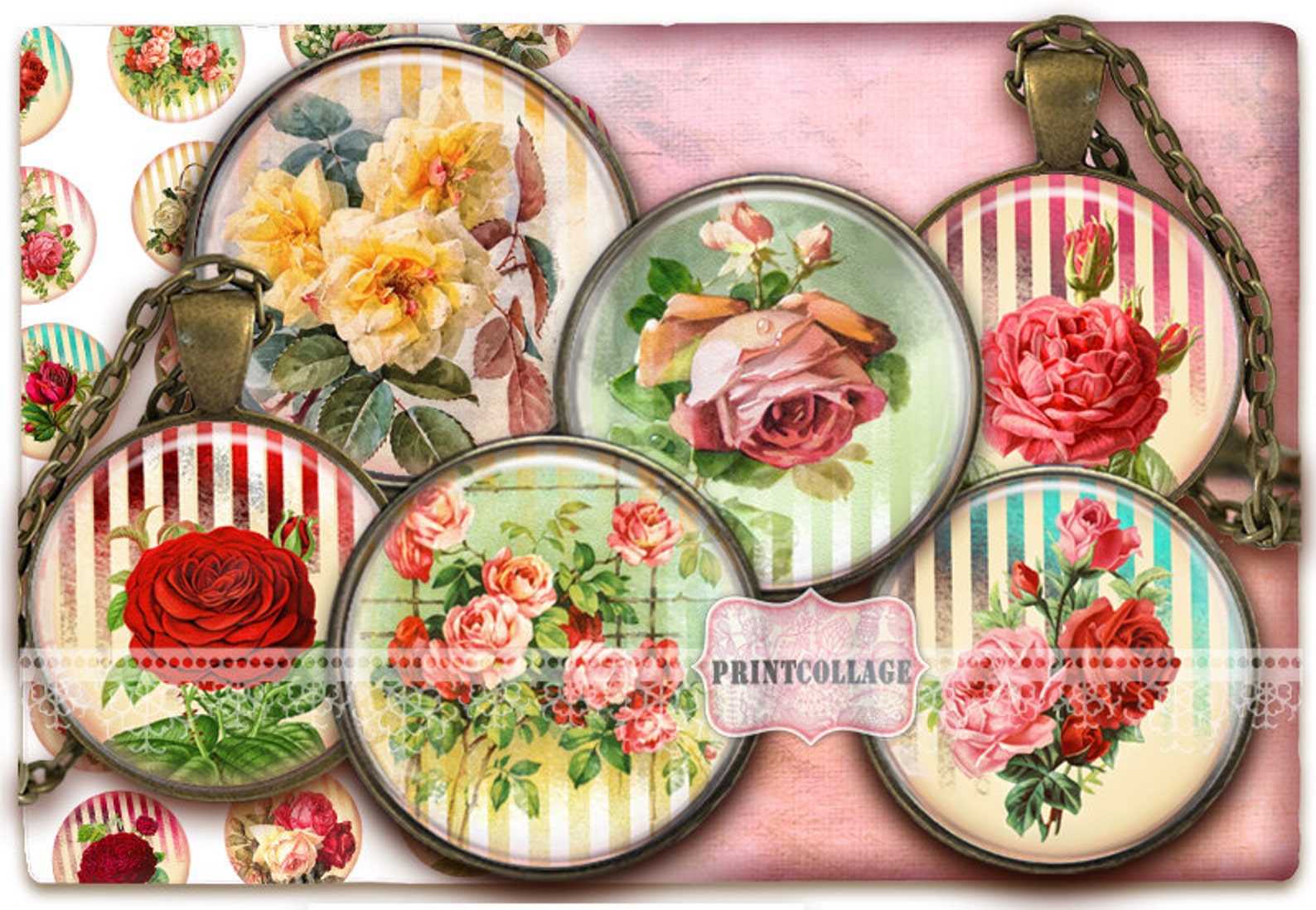 Victorian Roses Flowers Digital Collage Sheet Cabochon Images - Etsy