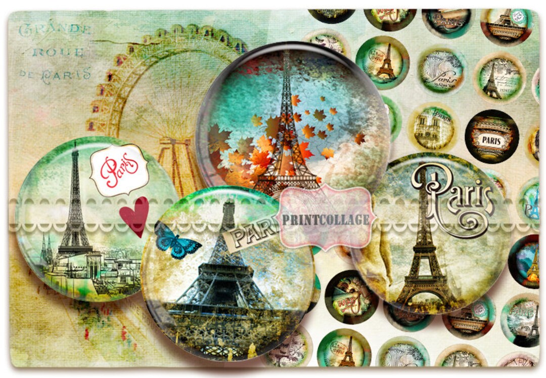 Paris Design Images, Pinback, Flatback Buttons, Flair Buttons, Digital ...