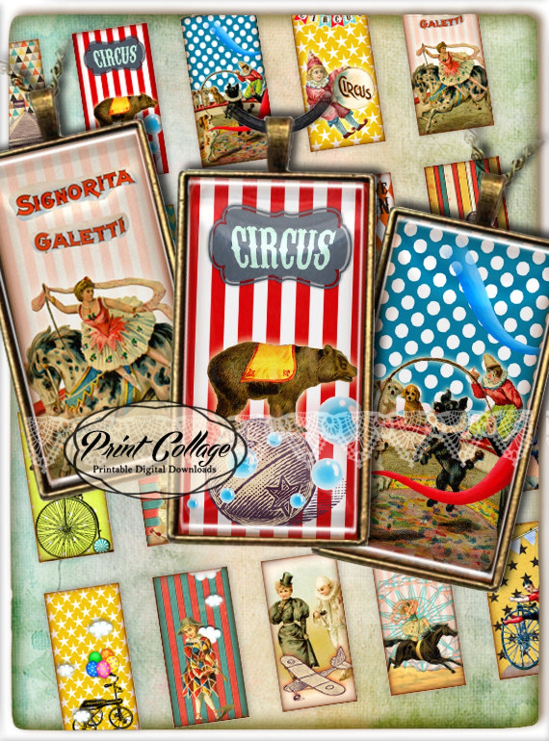 Circus Images Domino Size Pendant Printable Images Digital Collage ...