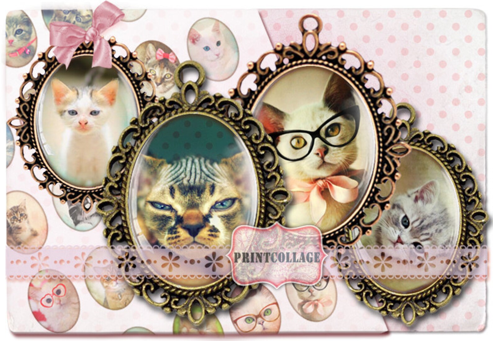 Cat Images Digital Printable Cabochon Images 40x30 Mm 30x22 | Etsy
