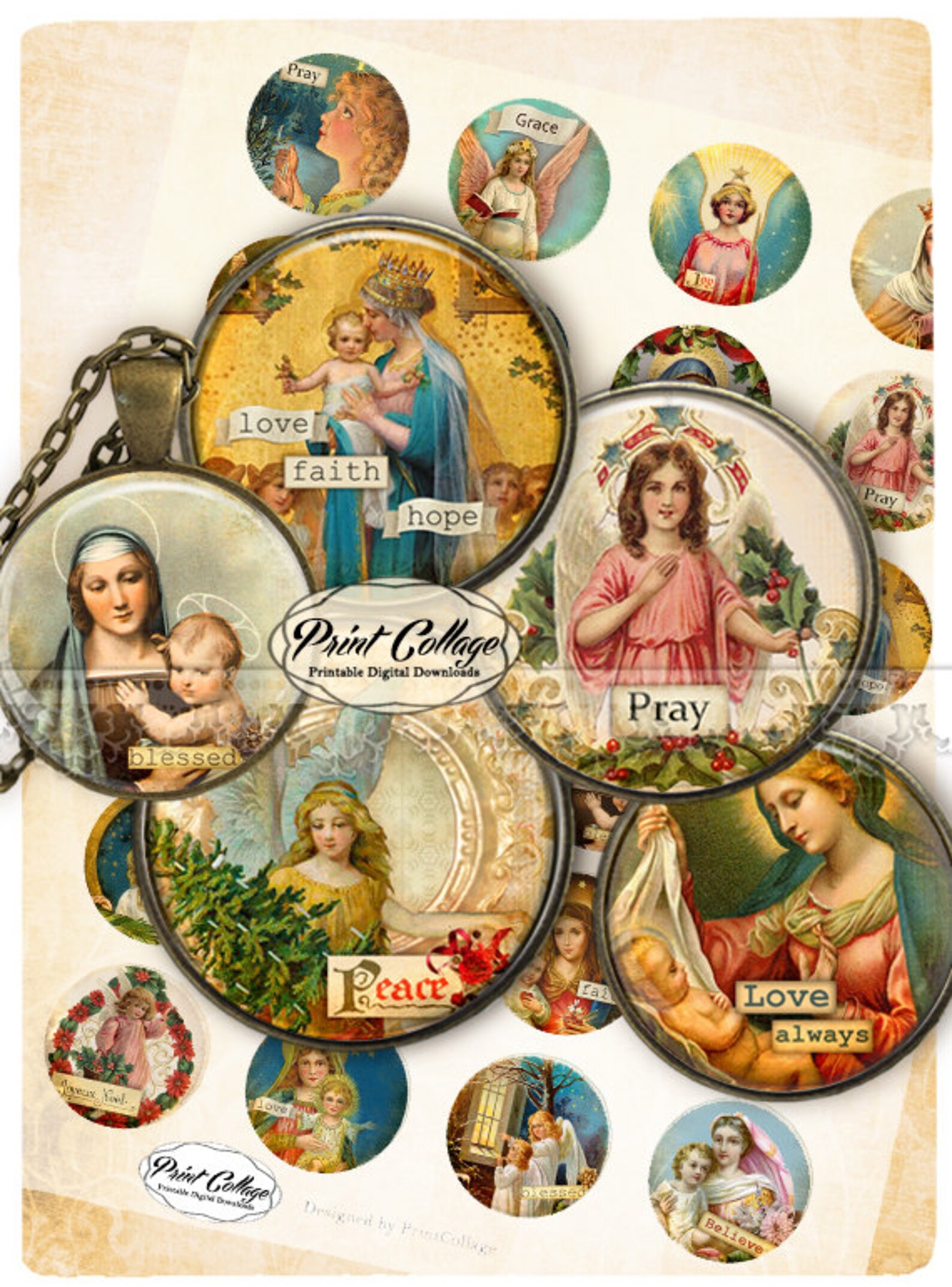 Catholic Religion Christmas Cabochon Images Digital Collage Sheet 1.5 ...