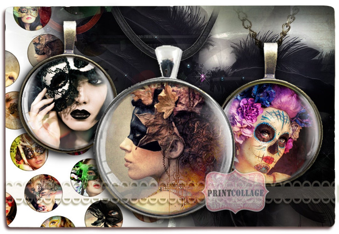 CARNIVAL MASK / La Catrina Cabochon Images Digital Collage Sheet 1.5 ...