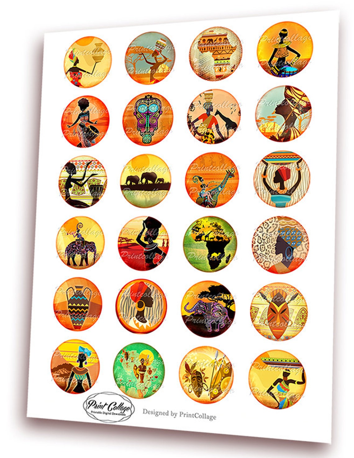Ethnographic Africa Digital Collage Sheet Cabochon Images 1.5 | Etsy