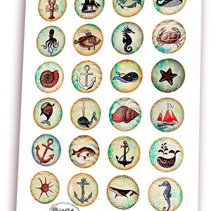 Nautical Circle Images for Pendants and Craft Downloadable Images Print ...