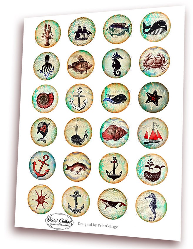 Nautical Circle Images for Pendants and Craft Downloadable - Etsy Australia