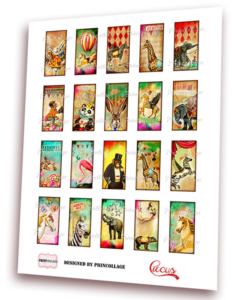 Circus Images Domino Pendants Scrabble Tile Printable Images - Etsy