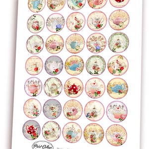 Shabby Chic Teapot Buttons Pinback Digital Printable Images for Button ...