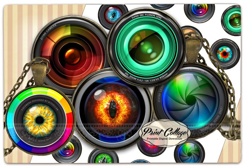 Camera Lens Cabochon Images Digital Collage Sheet 1.5 Inch 16 - Etsy