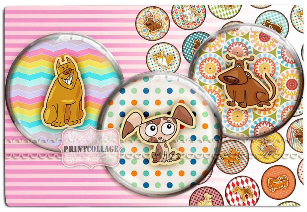 Dog, Pet Images Pinback, Flatback Buttons Flair Buttons Digital ...