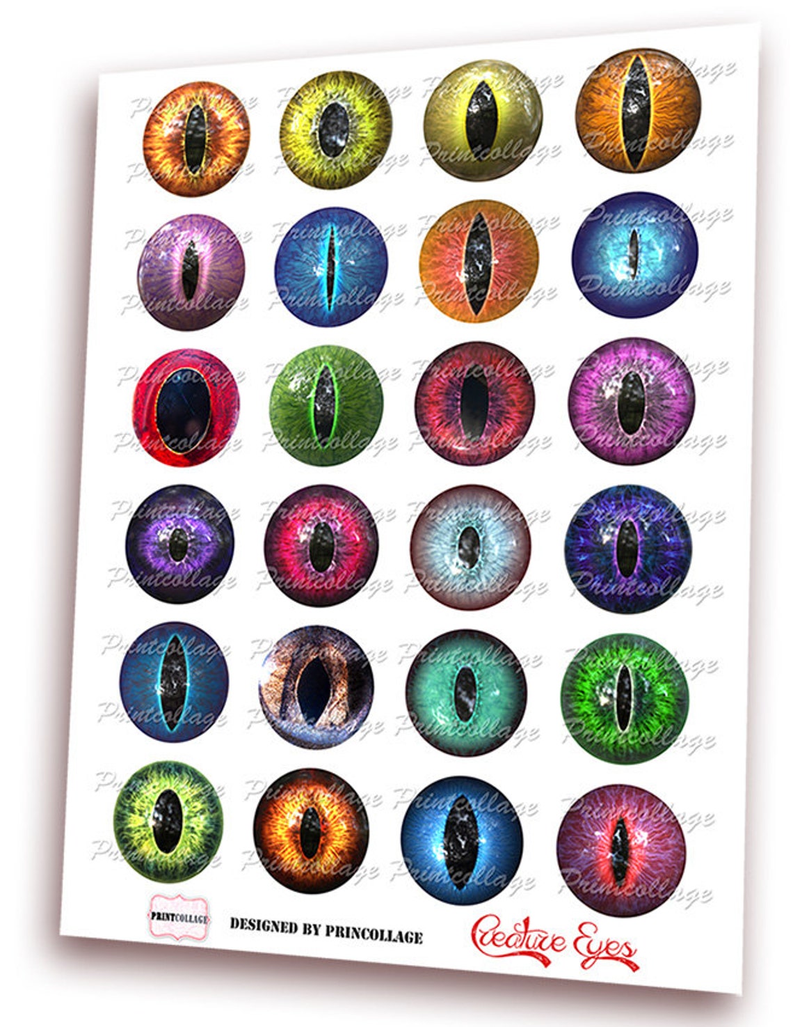 Creature Eyes Digital Printable Sheet Cabochon Images 1.5 Inch - Etsy