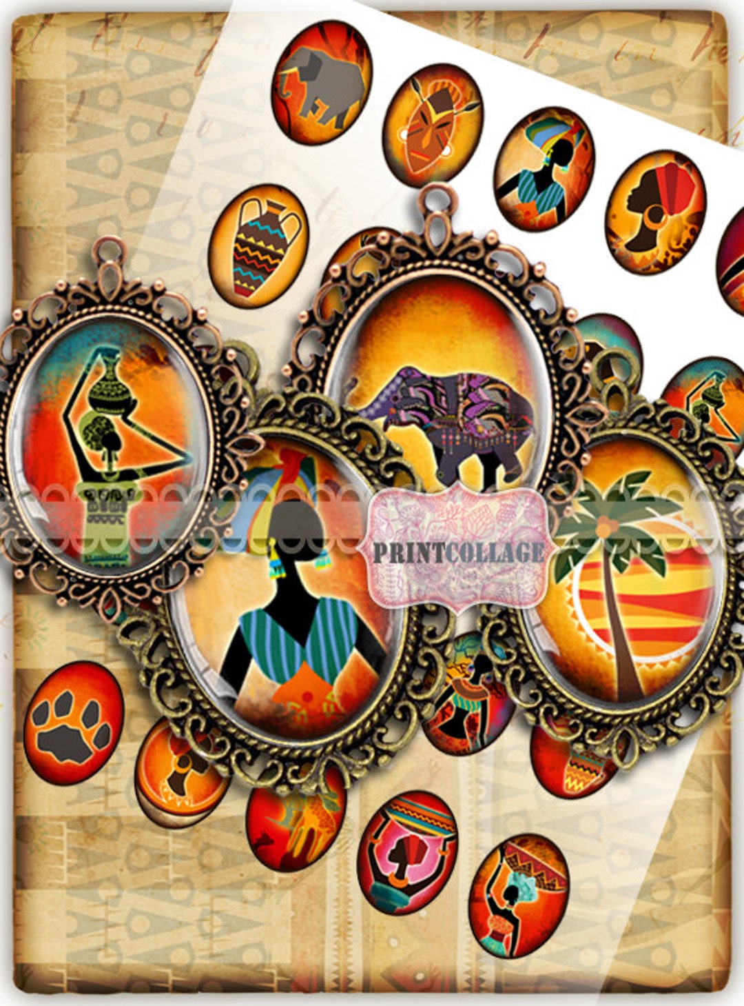 Africa Oval Cabochon Images Digital Printable Sheets 30x40 Mm 30x22 ...