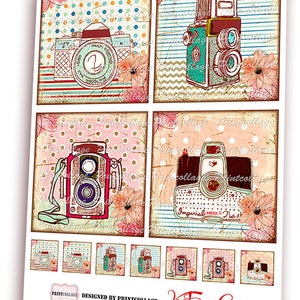 Vintage Camera Printable Collage Sheet for Coasters Printable Scrabble ...