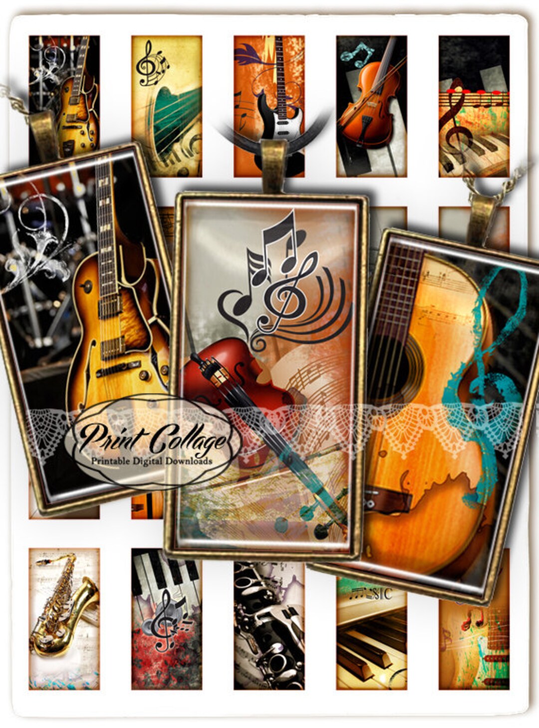 Music Digital Collage Scrabble Tile 1x2 Inch Printable Download for ...