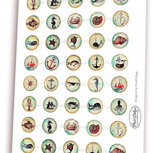 Nautical Circle Images for Pendants and Craft Downloadable Images Print ...
