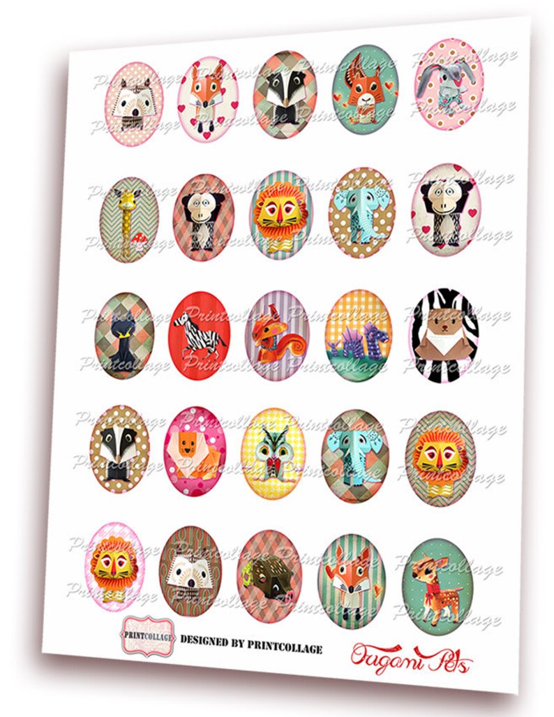 Origami Pets Digital Printable Images 40x30mm 30x22 Mm 25x18 | Etsy