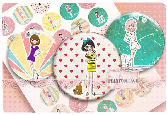 Origami Design Pinback Flatback Buttons Flair Buttons Digital Printable ...