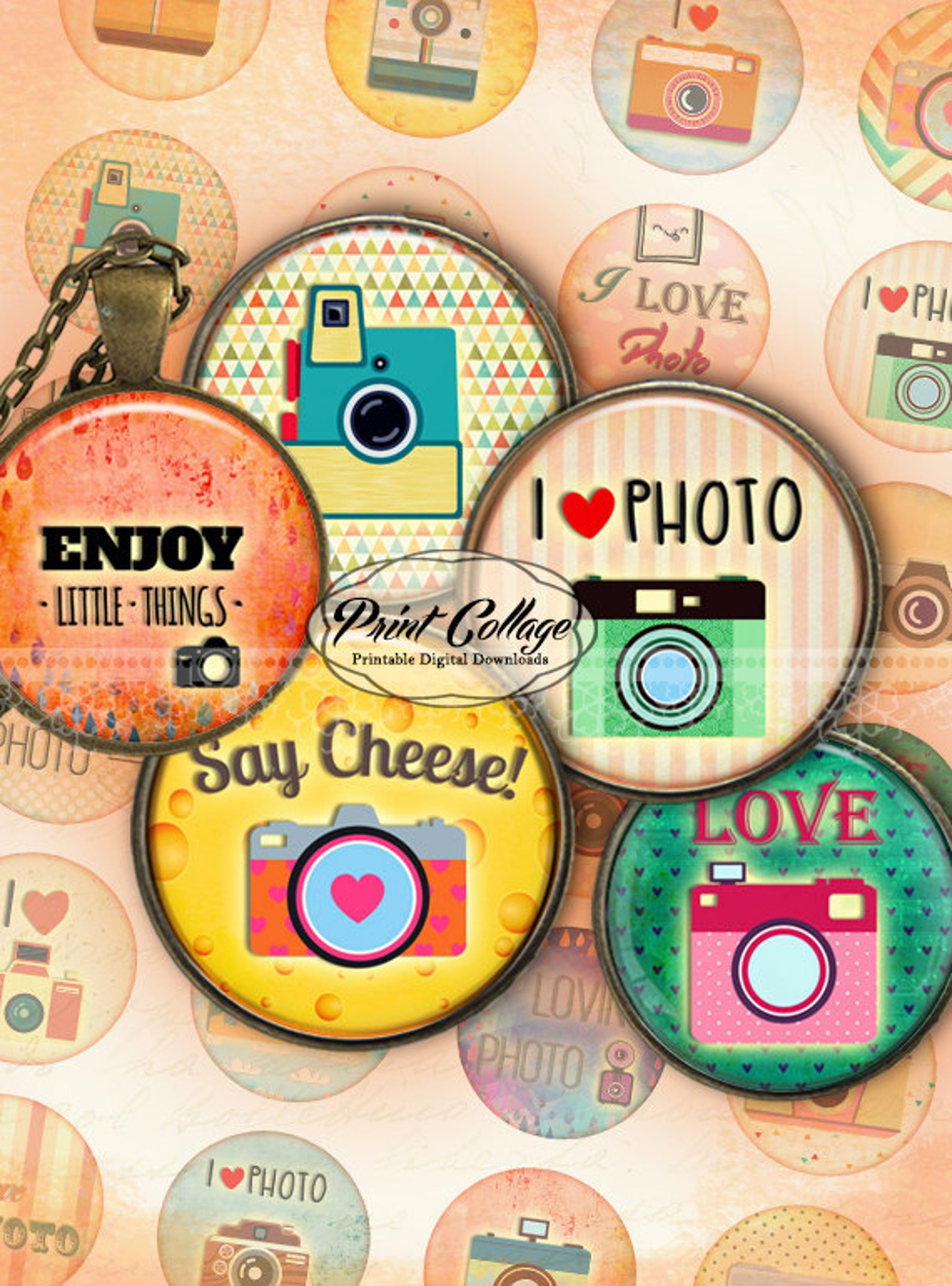 Camera Vintage Digital Printable Cabochon Images 1.5 Inch, 1 Inch, 18 ...