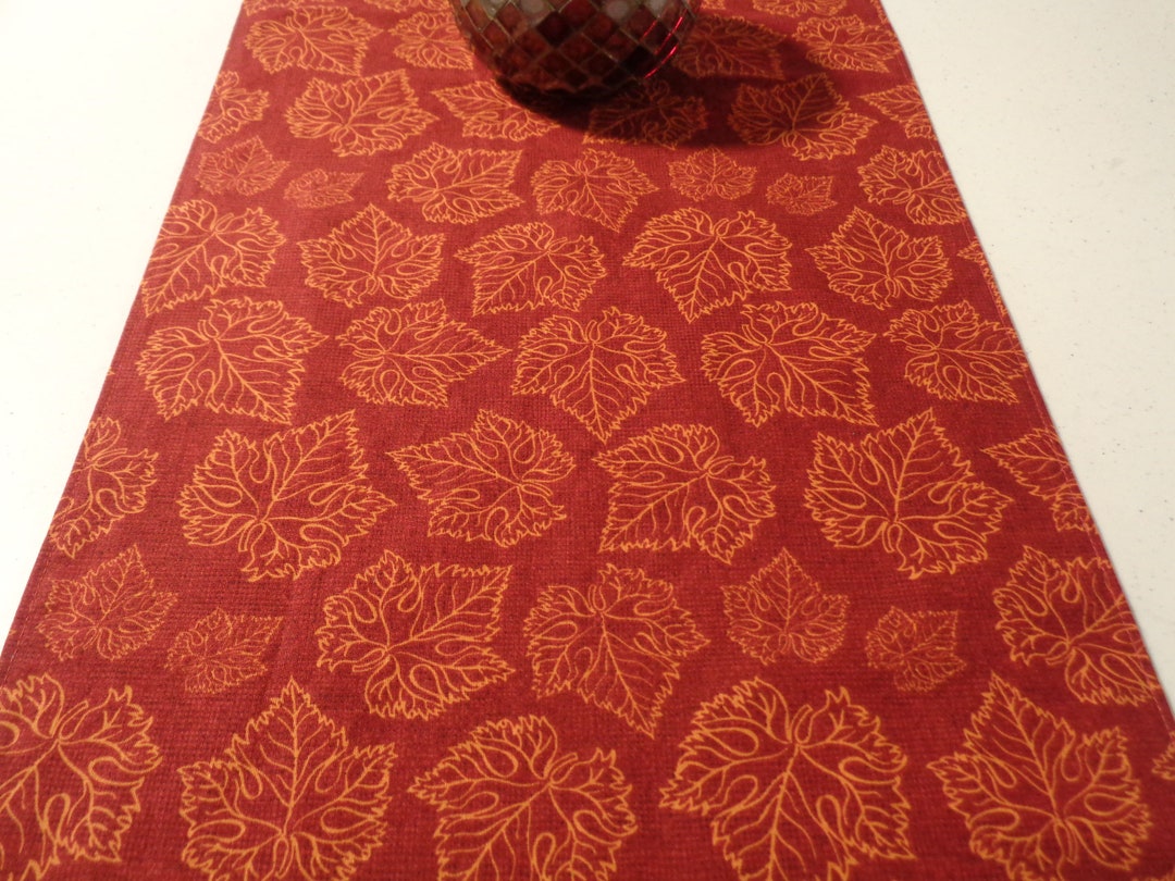 Reversible Grape Leaves Runner, 72 Inch Fall Floral Runner, Rustic Red ...