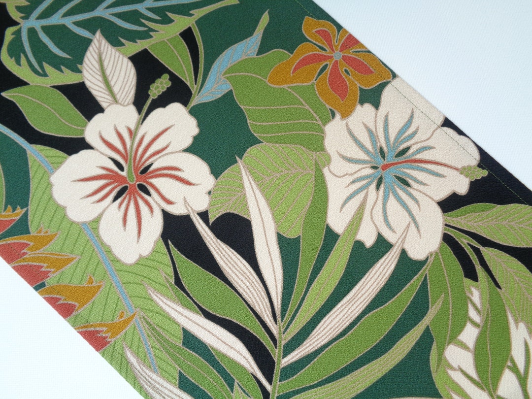 Tropical Runner Multi, Green Palm Leaf Runner, Hibiscus Runner 33 Inch ...