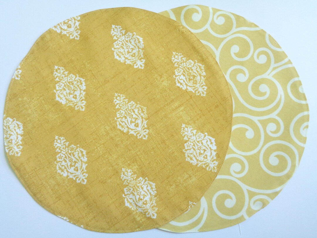 Yellow Outdoor Placemats, Round Table Mats Set of 6, Yellow Placemats ...