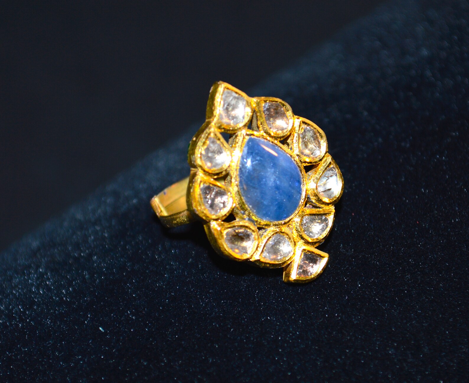 Sapphire Ring Mughal Ring Enamel Sapphire Old Mine Cut - Etsy