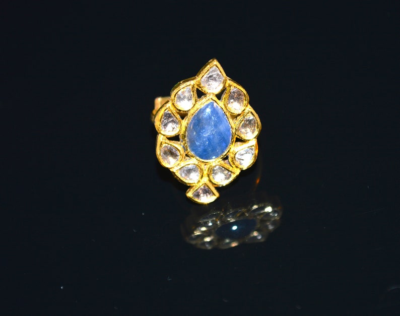Sapphire Ring Mughal Ring Enamel Sapphire Old Mine Cut - Etsy