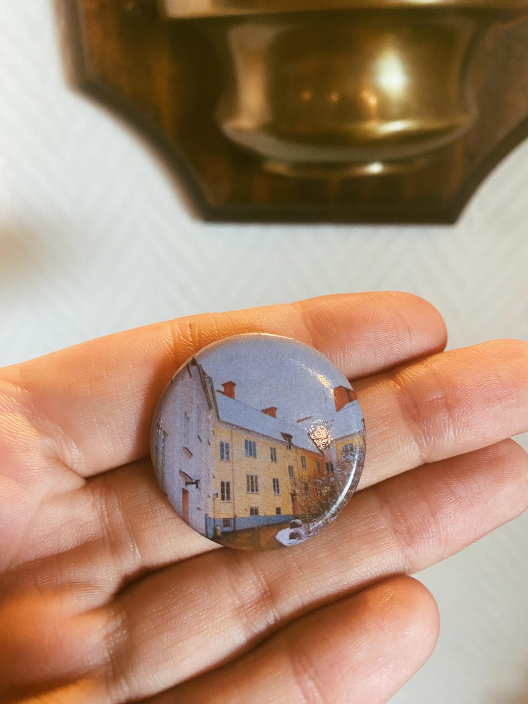 Sweden Winter Wonderland Pin, Cute Retro Winter Pin Button ...