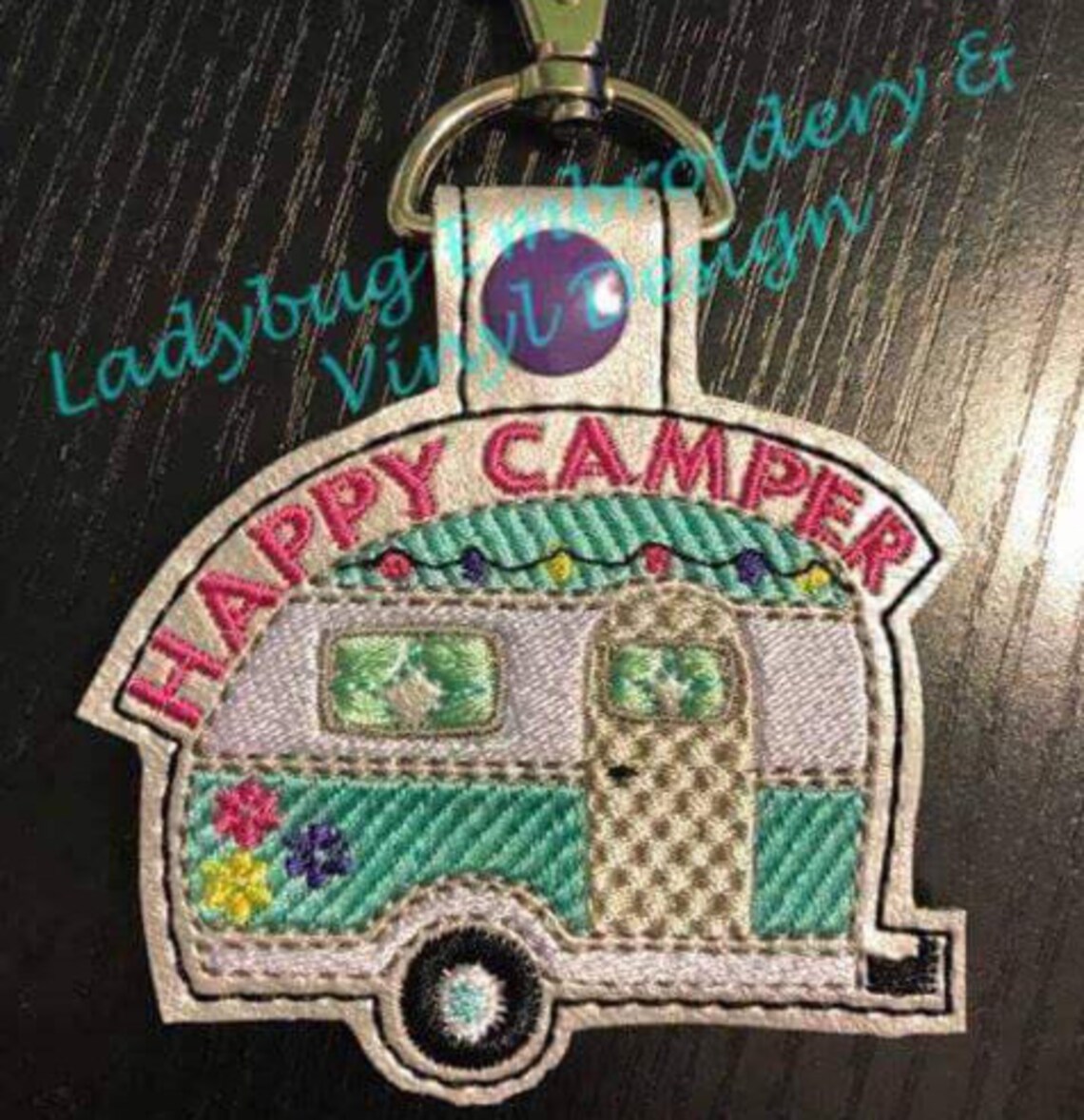 Happy Camper Key Fob Design - Etsy