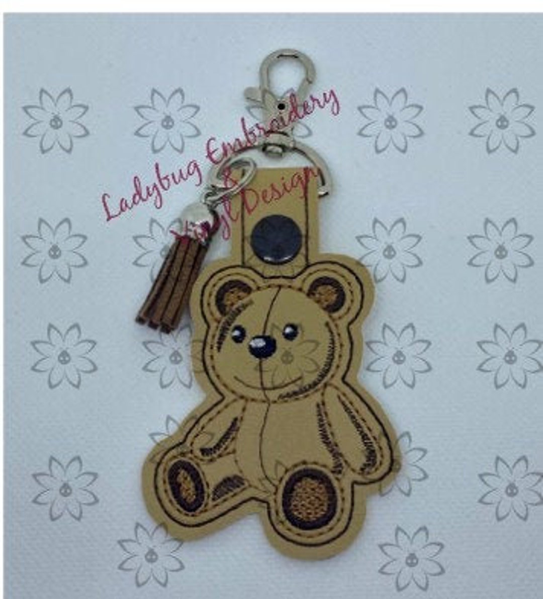 Teddy Bear Key Fob Embroidery Design - Etsy