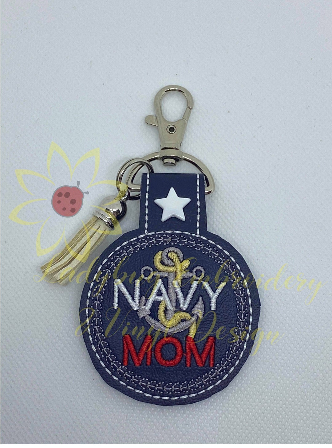 Navy Mom Key Fob Embroidery Design - Etsy