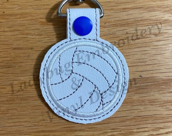 Key Fob , Key Chain , Snap Tab , Embroidered Vinyl Volleyball Fob ...