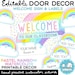 Editable Pastel Rainbow Watercolor Door Decor, Welcome Sign, Name ...
