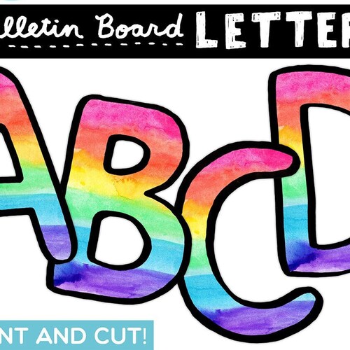 Colorful Rainbow Watercolor Bulletin Board Borders Printable - Etsy