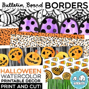 Watercolor Halloween Bulletin Board Borders, Printable Fall Classroom ...