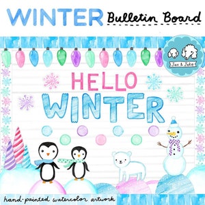 Winter Bulletin Board, Printable Pastel Christmas Classroom Decorations ...