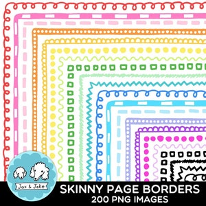 Skinny Page Borders 200 Colorful Thin Clipart Frames Hand - Etsy