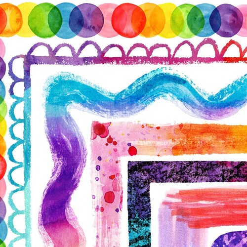 Rainbow Watercolor Page Borders Clip Art Clipart Frames for - Etsy
