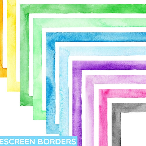 BASIC Watercolor SLIDE Border Clipart Google Slides - Etsy