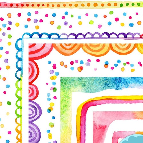Watercolor Rainbow Border Clip Art Border Clipart Frame - Etsy