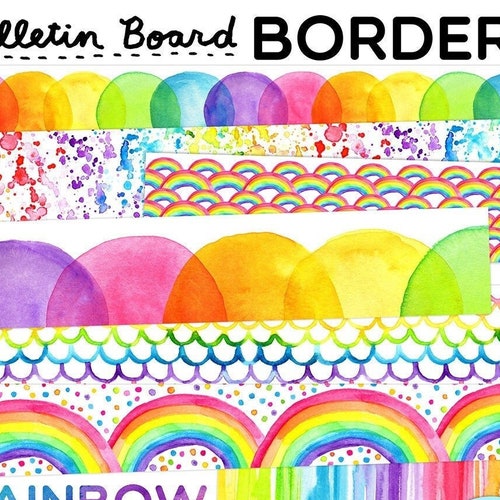 Printable Bulletin Board Borders Rainbow Classroom Decor - Etsy