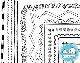 Doodle Borders Clipart Hand Drawn Frames Cover Page - Etsy