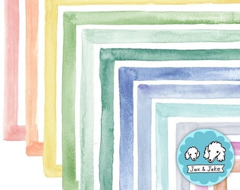 Handpainted Rainbow Watercolor Borders Handpainted Aquarell - Etsy