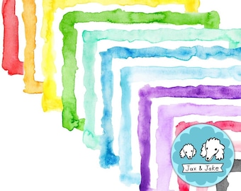 Handpainted Rainbow Watercolor Borders Handpainted Aquarell - Etsy